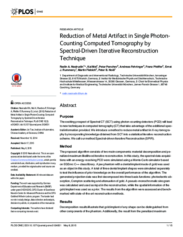 (PDF) Metal Artifact Reduction in Spectral X-ray CT Using Spectral Deep ...