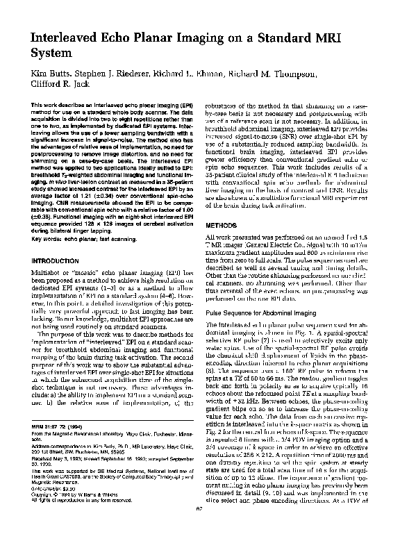 (PDF) Interleaved echo planar imaging on a standard MRI system