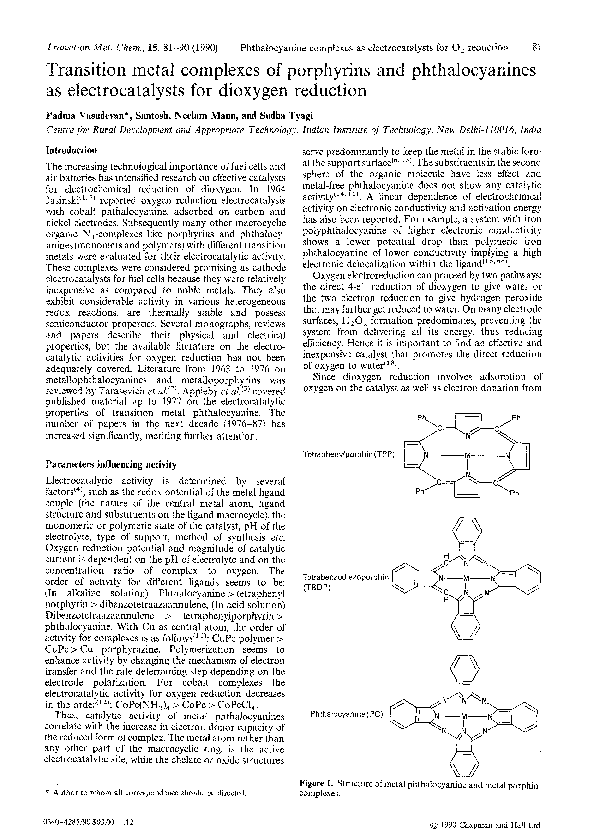 (PDF) Transition metal complexes of porphyrins and phthalocyanines as electrocatalysts for ...