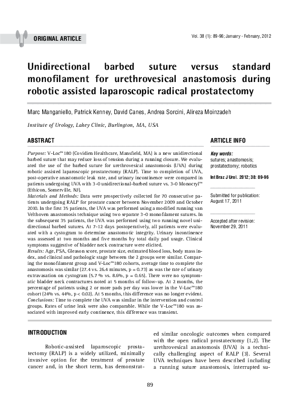 (PDF) Unidirectional barbed suture versus standard monofilament for ...