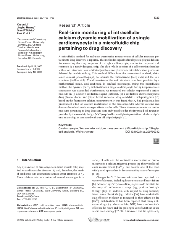 (PDF) Real-time monitoring of intracellular calcium dynamic ... (PDF) Real-time monitoring of intracellular calcium dynamic ...