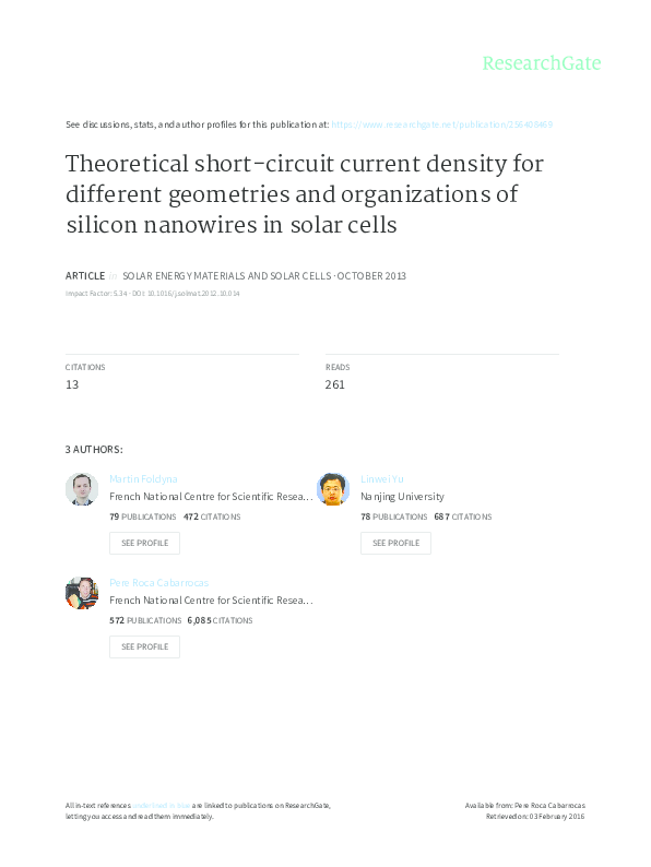 (PDF) Theoretical short-circuit current density for different ...