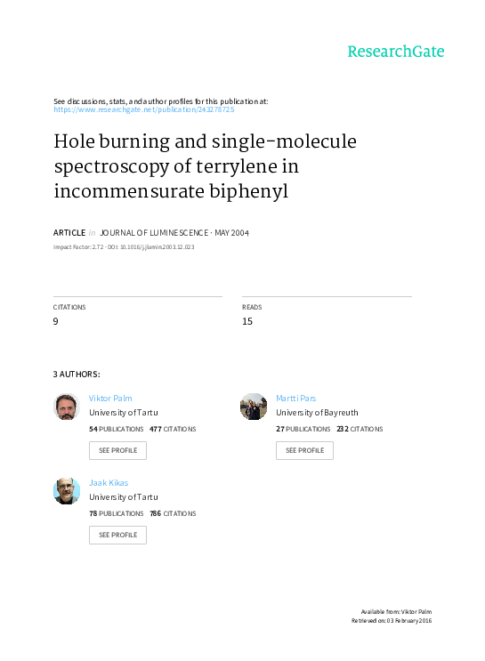 (PDF) Hole burning and single-molecule spectroscopy of terrylene in ...