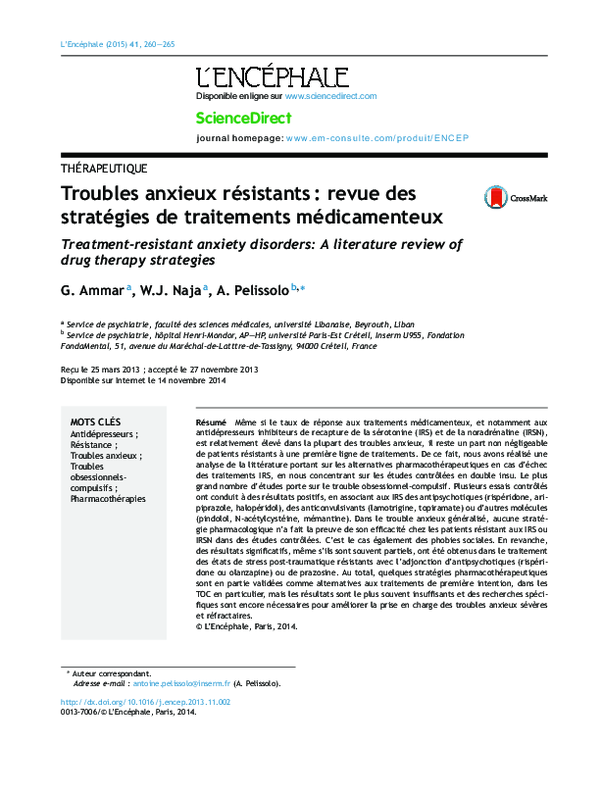 (PDF) [Treatment-resistant anxiety disorders: A literature review of ...