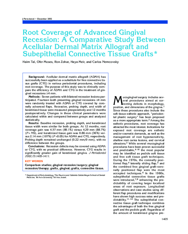 (PDF) Root Coverage of Advanced Gingival Recession: A Comparative Study ...