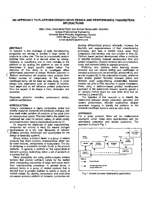 (PDF) An Approach To Platform Design Using Design And Performance ...