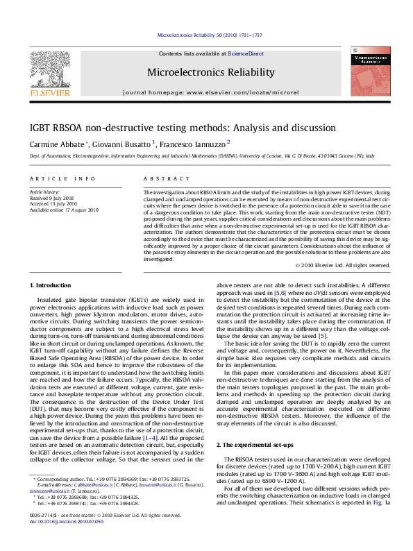 (PDF) IGBT RBSOA non-destructive testing methods: Analysis and discussion