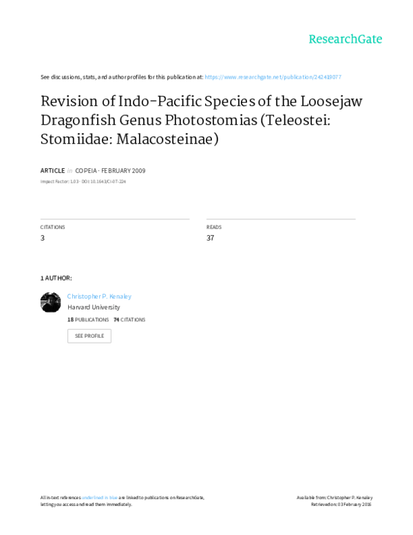 (PDF) Revision of Indo-Pacific Species of the Loosejaw Dragonfish Genus ...