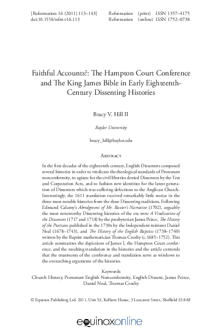 (PDF) Bracy V. Hill II, “Faithful Accounts?: The Hampton Court ...