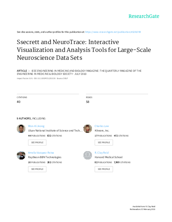 (PDF) Ssecrett and NeuroTrace: Interactive Visualization and Analysis Tools for Large-Scale ...