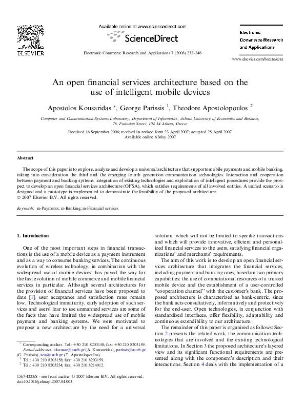 (PDF) An open financial services architecture based on the use of ...