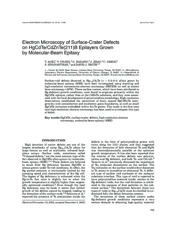 (PDF) Electron microscopy of surface-crater defects on HgCdTe/CdZnTe ...