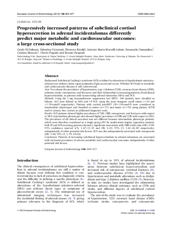 (PDF) Progressively increased patterns of subclinical cortisol ...