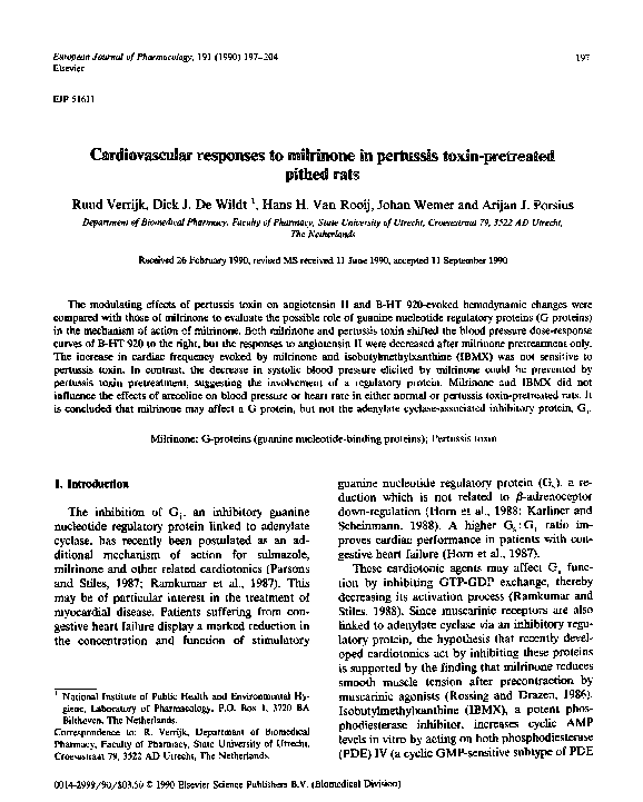 (PDF) Carsdiovascular responses to milrinone in pertussis toxin ...