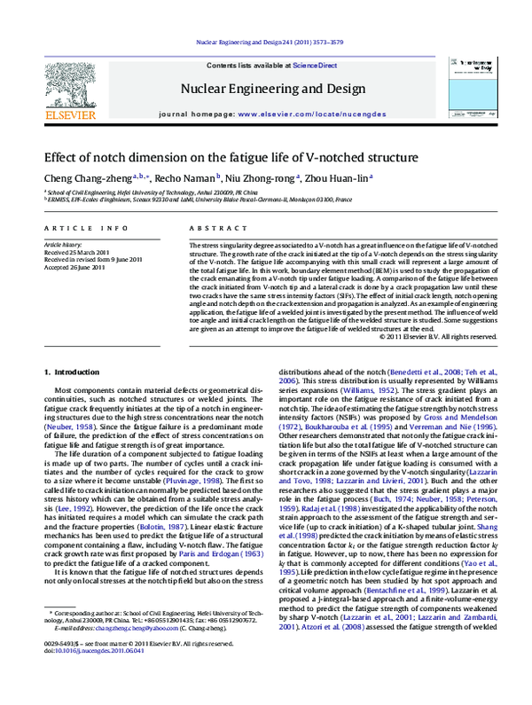 (PDF) Effect of notch dimension on the fatigue life of V-notched structure