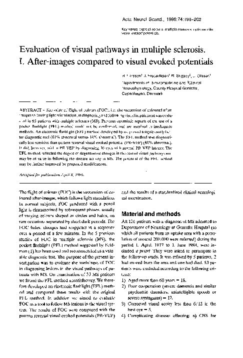 (PDF) Evaluation of visual pathways in multiple sclerosis. I. After-images compared to visual ...