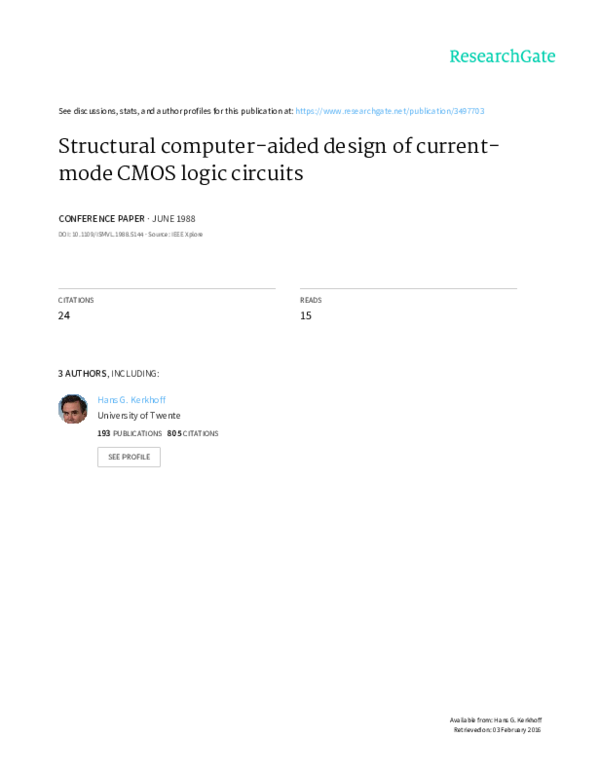 Pdf Structural Computer Aided Design Of Current Mode Cmos Logic Circuits
