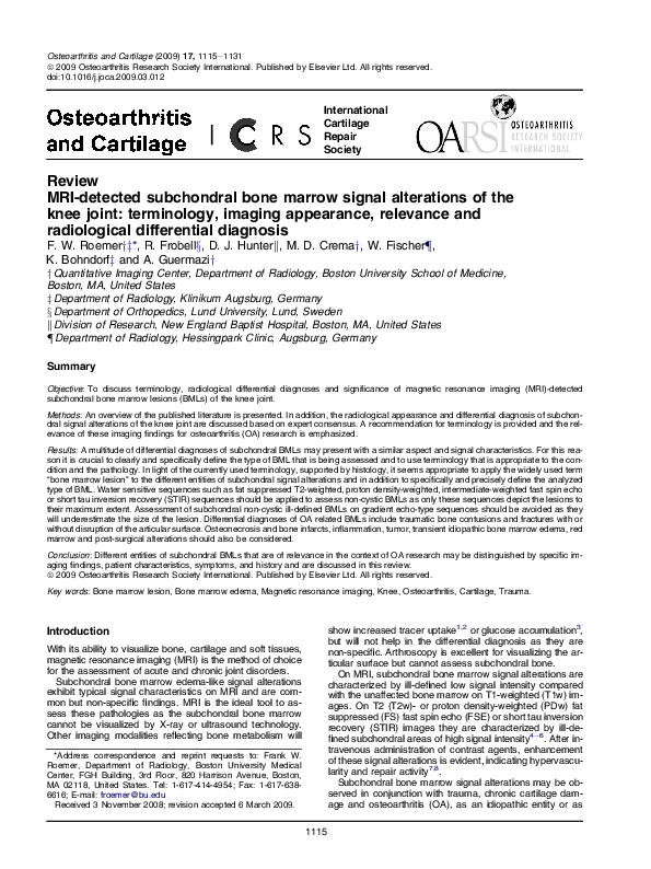 (PDF) MRI-detected subchondral bone marrow signal alterations of the ...