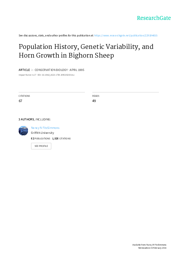 (PDF) Population History, Genetic Variability, and Horn Growth in ...