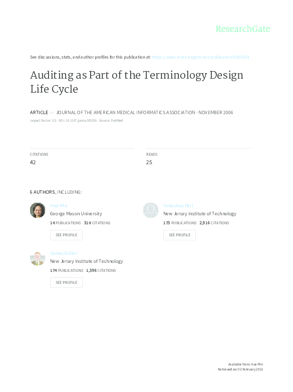 (PDF) Auditing as Part of the Terminology Design Life Cycle