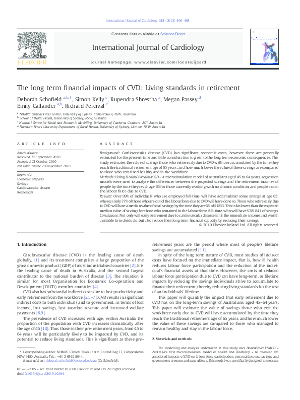 (PDF) The long term financial impacts of CVD: Living standards in ...
