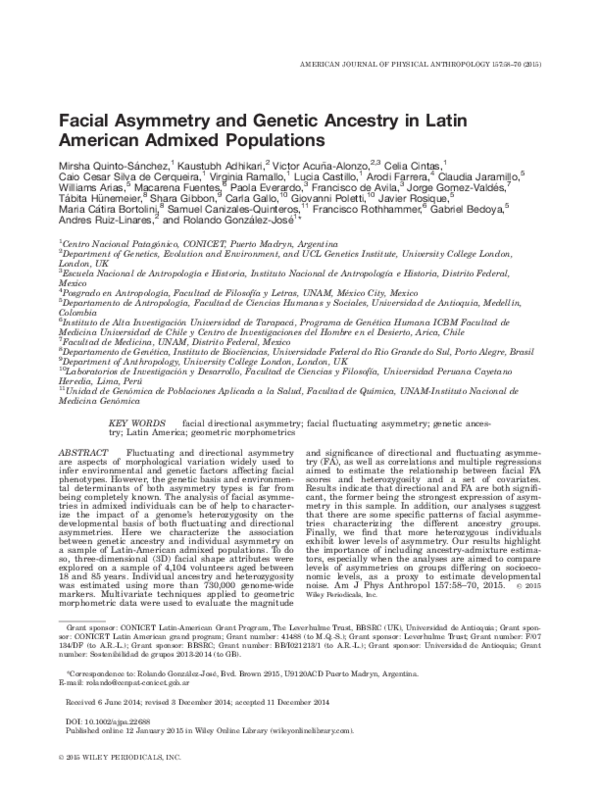 (PDF) Facial Asymmetry and Genetic Ancestry in Latin American Admixed ...