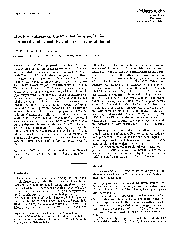 (PDF) Effects of caffeine on Ca-activated force production in skinned ...