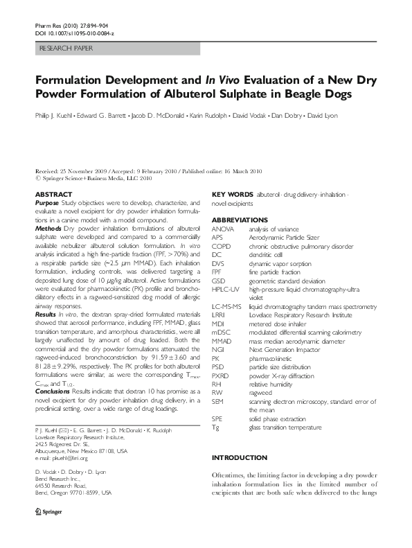 (PDF) Formulation Development and In Vivo Evaluation of a New Dry ...