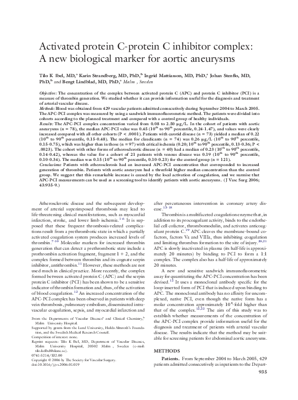 (PDF) Activated protein C-protein C inhibitor complex: A new biological ...