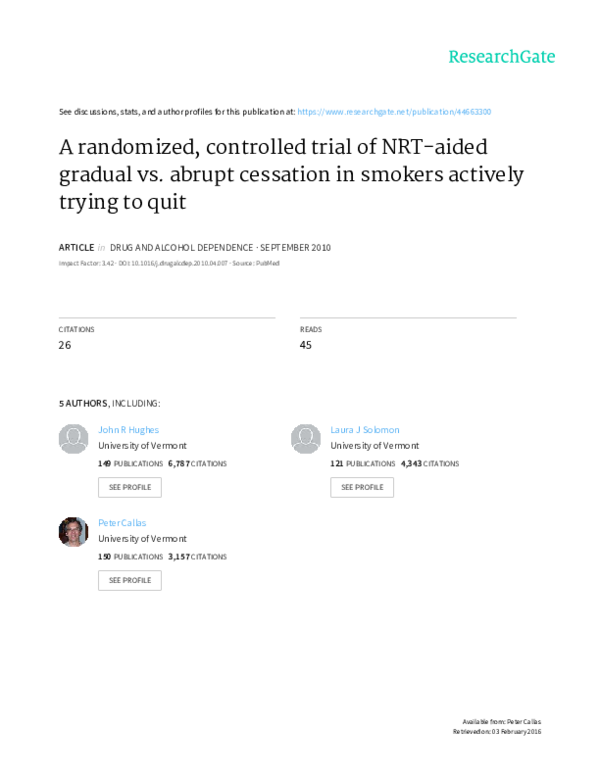 (PDF) A randomized, controlled trial of NRT-aided gradual vs. abrupt ...
