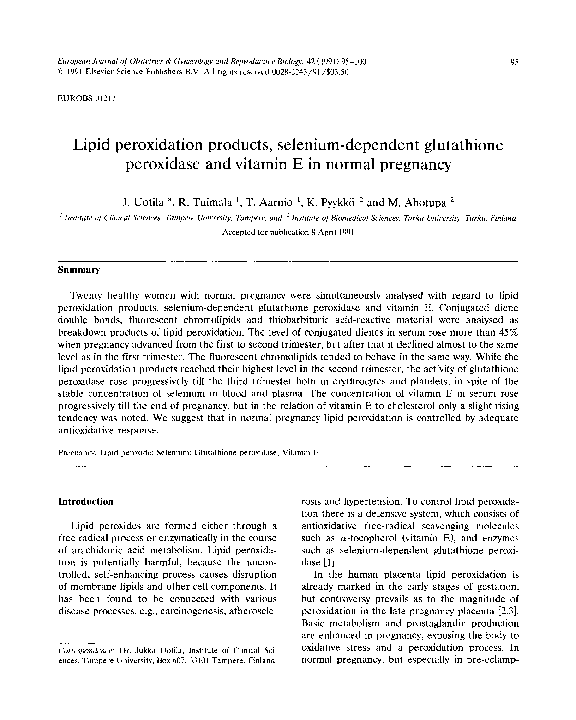 (PDF) Lipid peroxidation products, selenium-dependent glutathione ...