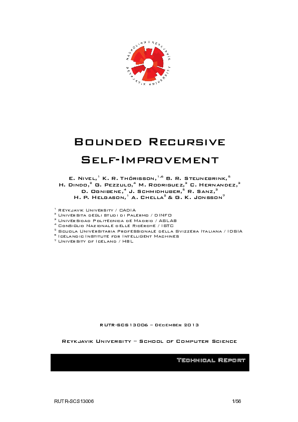 (PDF) Bounded recursive self-improvement | Kristinn R. Thórisson, Eric Nivel, and Carlos ...