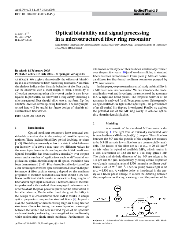 (PDF) Optical bistability and signal processing in a microstructured ...