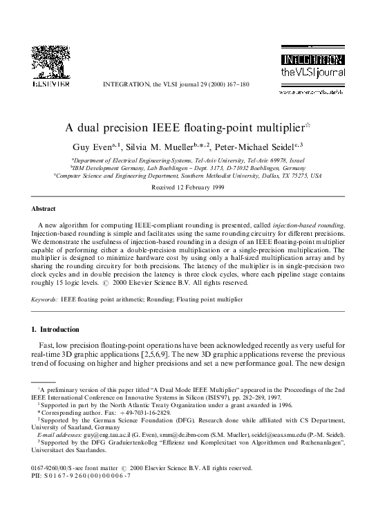 (PDF) A dual precision IEEE floating-point multiplier