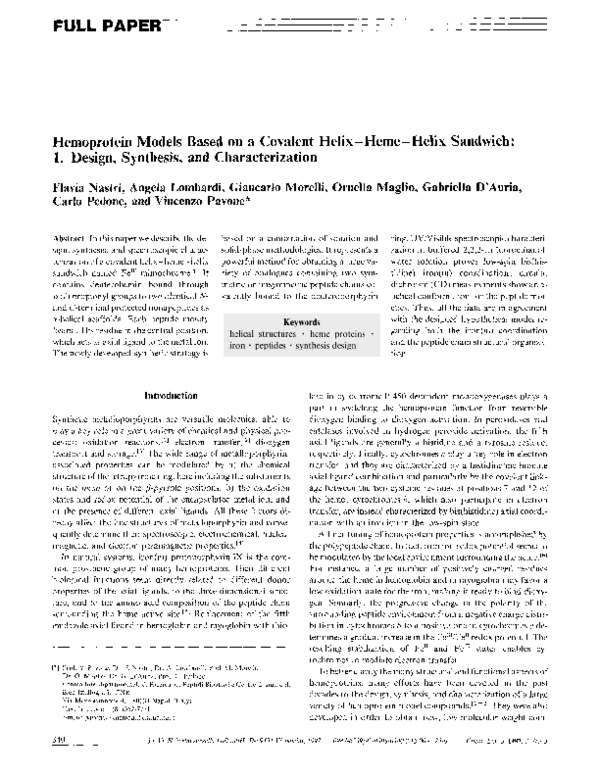 (PDF) Hemoprotein Models Based on a Covalent Helix-Heme-Helix Sandwich ...