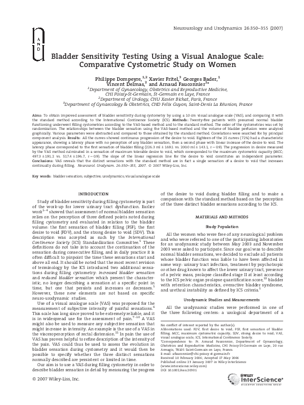 (PDF) Bladder sensitivity testing using a visual analogue scale ...