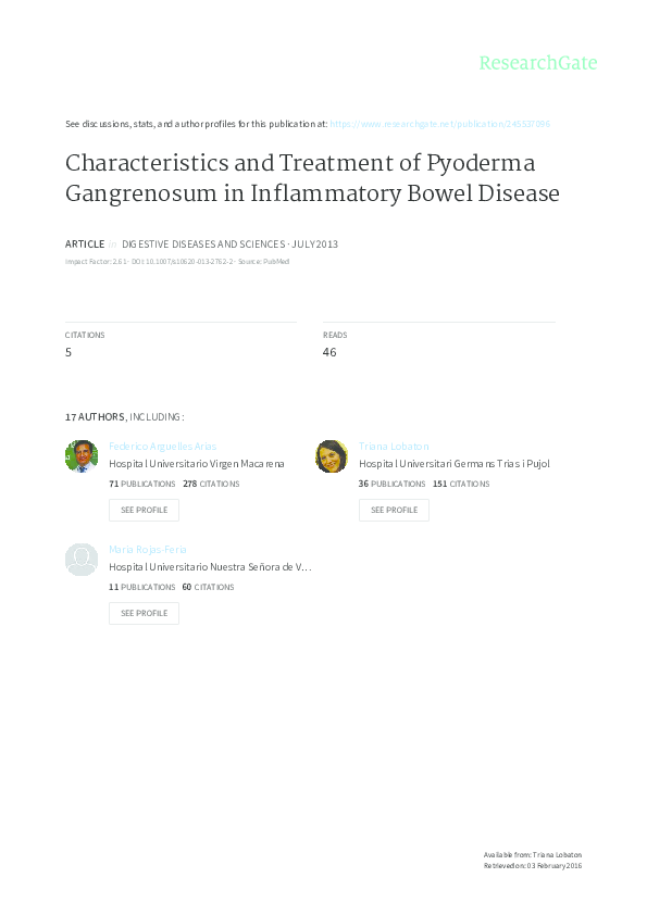 (PDF) Clinical, Serologic, and Genetic Factors Associated with Pyoderma Gangrenosum and Erythema ...
