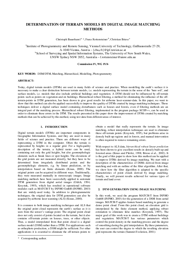 (PDF) Determination of terrain models by digital image matching methods