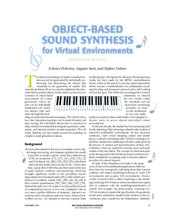(PDF) Object-based sound synthesis for virtual environments-using ...