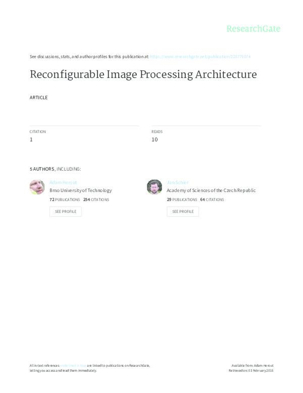 (PDF) Reconfigurable Image Processing Architecture