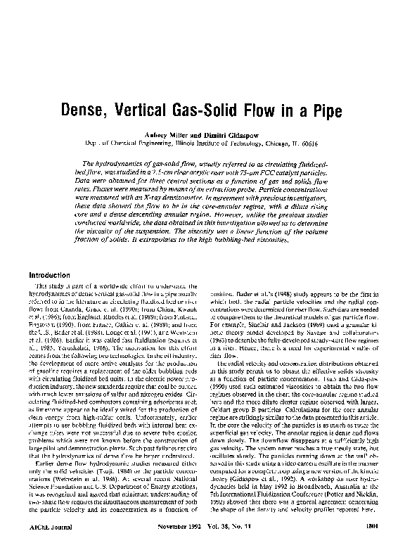 (PDF) Dense, vertical gas-solid flow in a pipe
