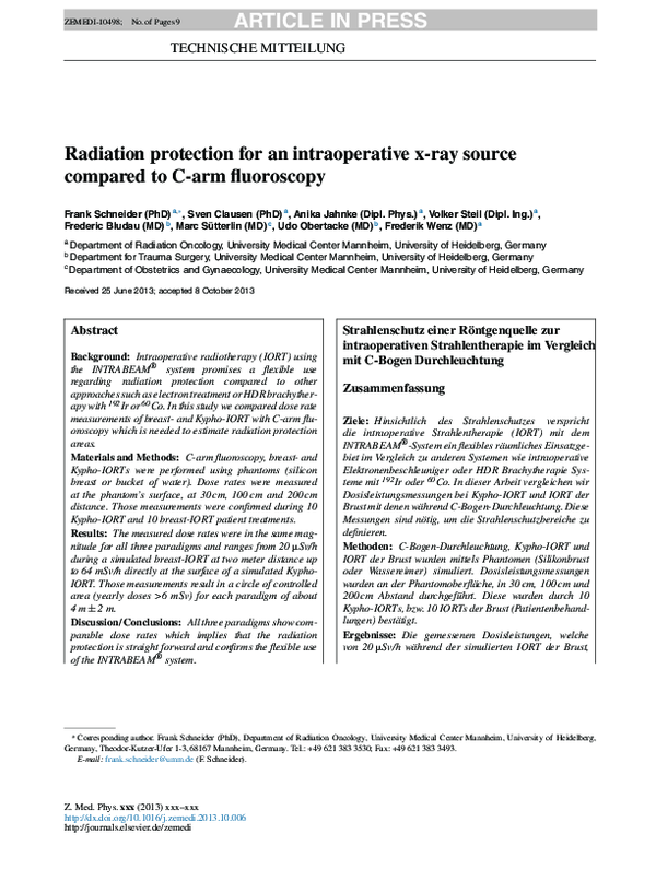 (PDF) Radiation protection for an intraoperative X-ray source compared ...