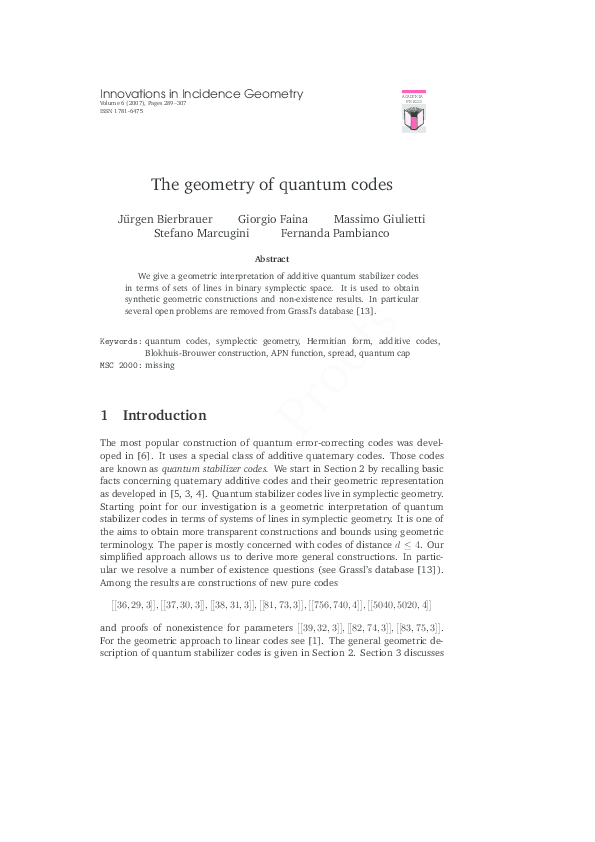 (PDF) The geometry of quantum codes
