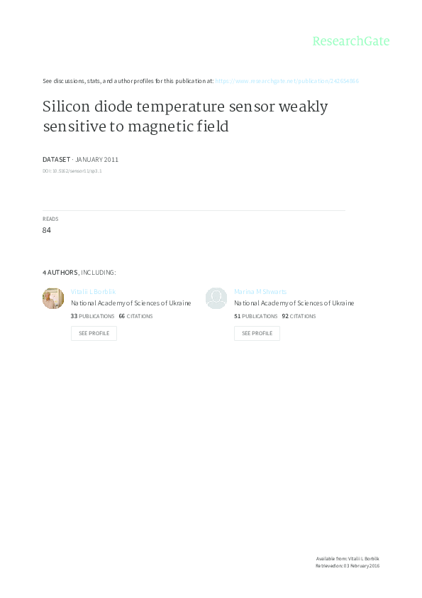 (PDF) Silicon diode temperature sensor weakly sensitive to magnetic field