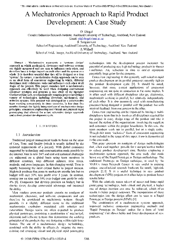 (PDF) A Mechatronics Approach to Rapid Product Development: A Case Study
