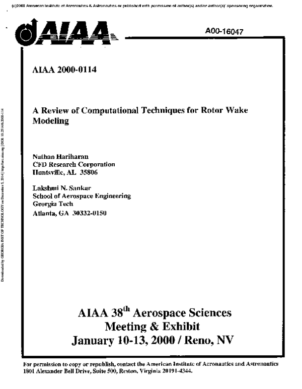 Pdf A Review Of Computational Techniques For Rotor Wake Modeling