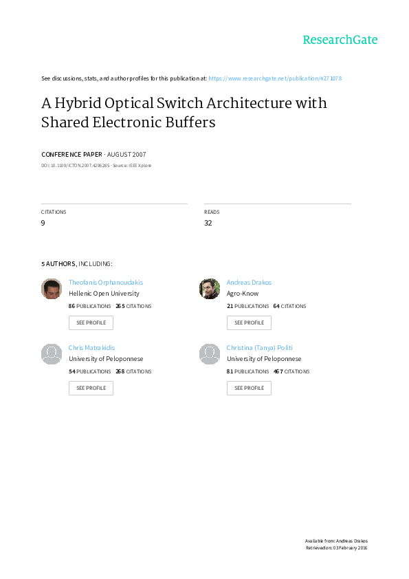 (PDF) A Hybrid Optical Switch Architecture with Shared Electronic Buffers