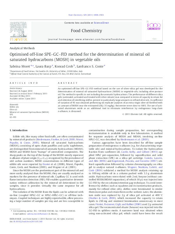 (PDF) Optimised off-line SPE–GC–FID method for the determination of mineral oil saturated ...