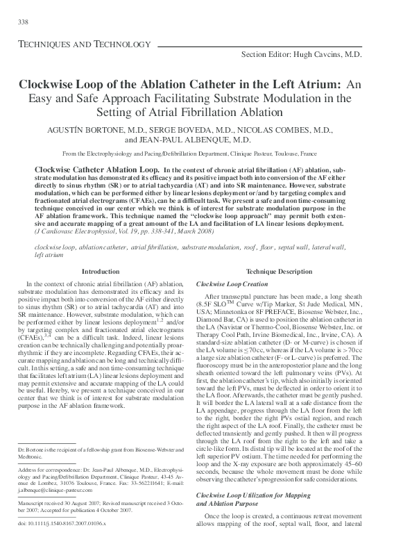 Pdf Clockwise Loop Of The Ablation Catheter In The Left Atrium An Easy And Safe Approach