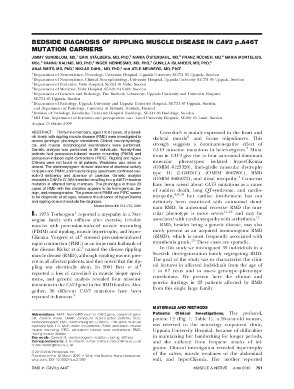 (PDF) Bedside diagnosis of rippling muscle disease in CAV3 p.A46T ...